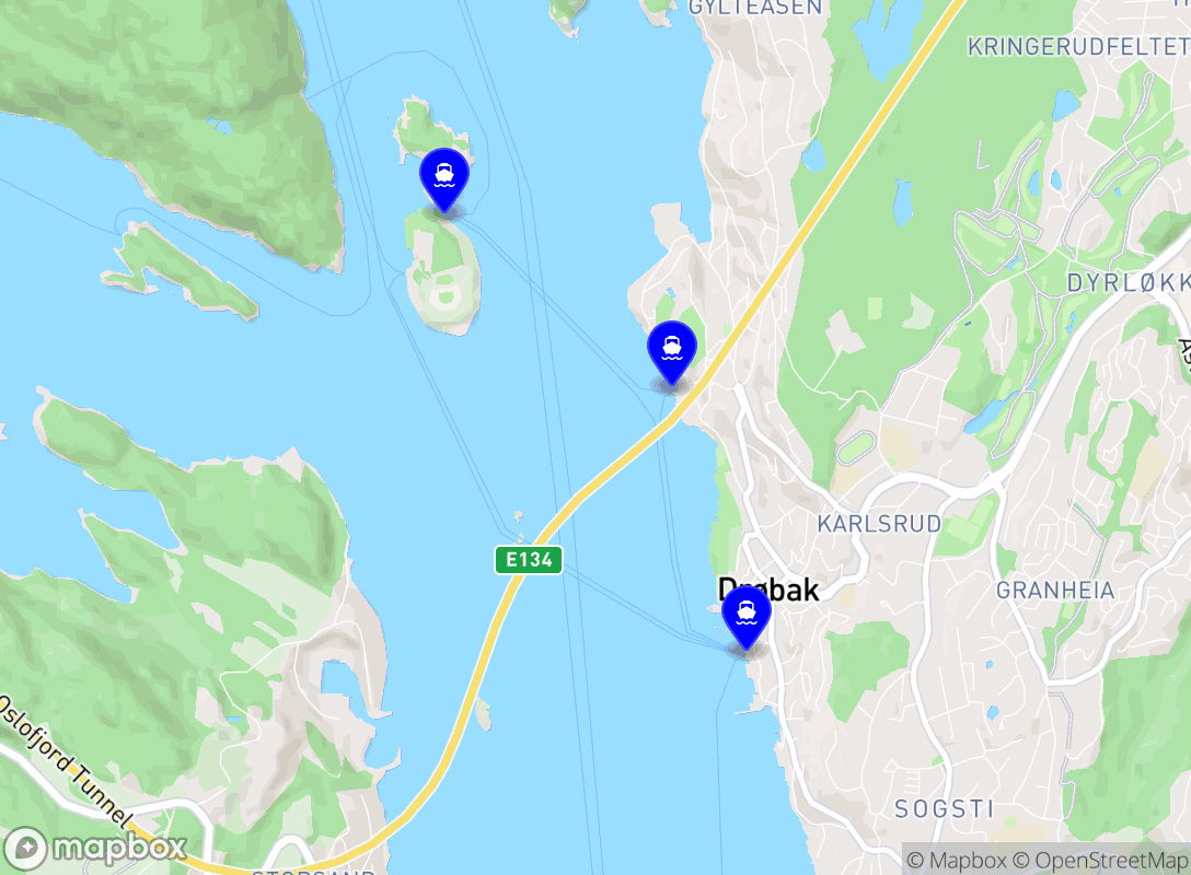 Rutetider for passasjerbåt Oscarsborg østre - Sundbrygga